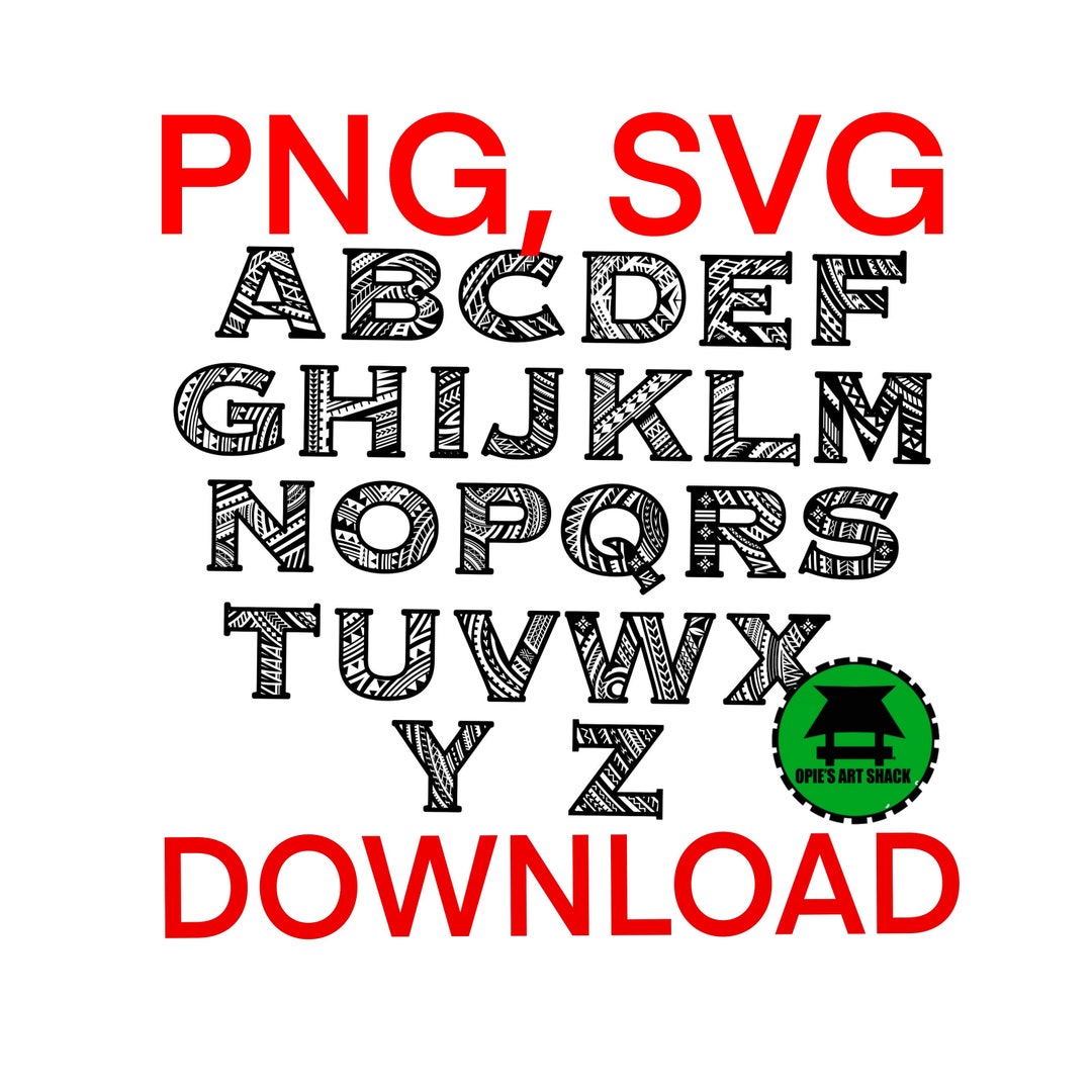 SVG Tribal Font/ PNG Polynesian Tribal Text Font/ Png, SVG Samoan Font ...