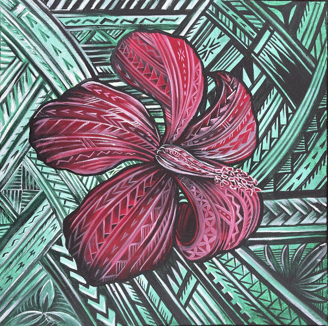 Samoan Painting Tribal Flower Samoan Art Island Gift | Etsy
