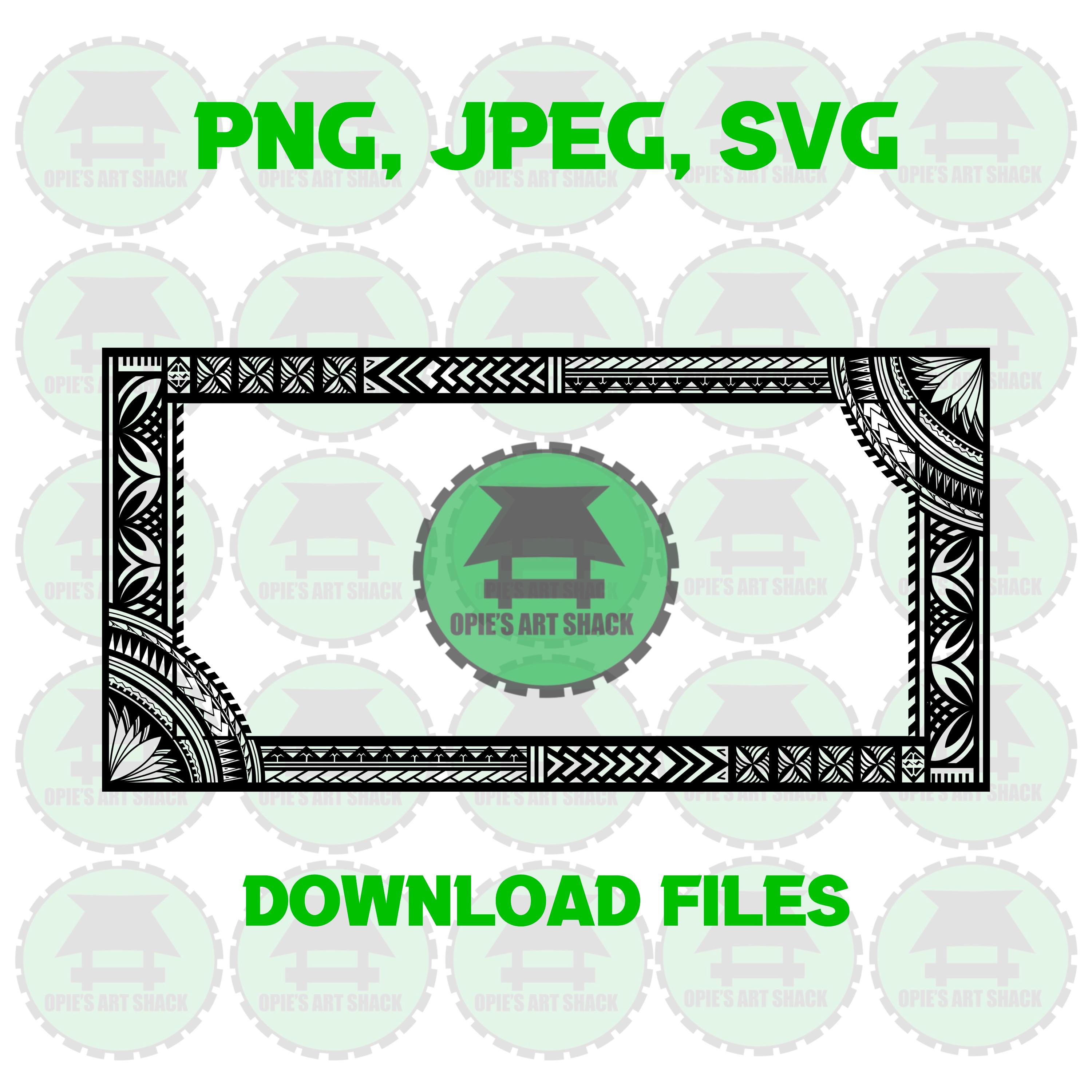 Polynesian Frame SVG, Rectangular Cut Files Silhouette, Tribal Pattern ...