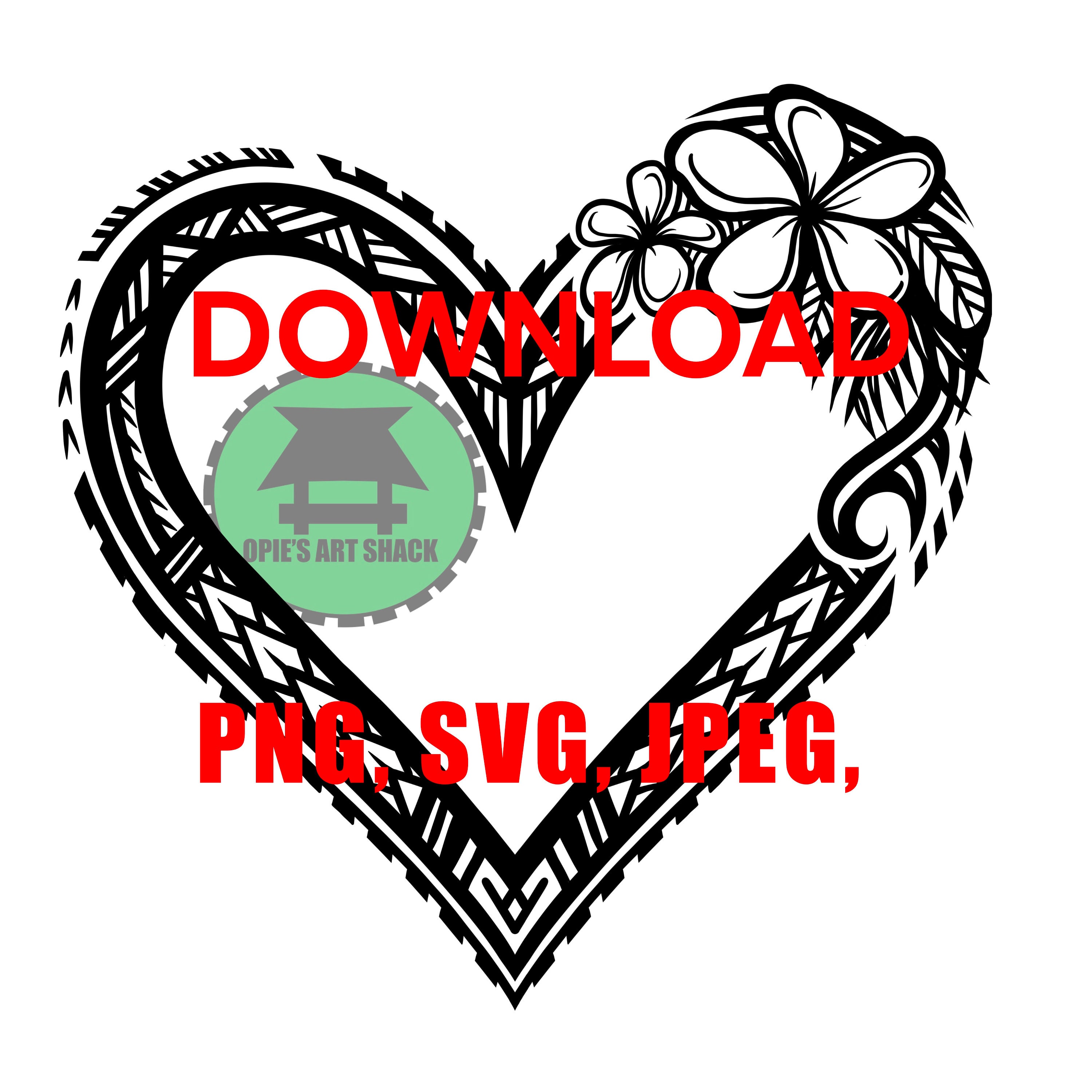 Tribal Heart SVG, PNG, Polynesian Picture Frame, Wall Hawaiian Art ...