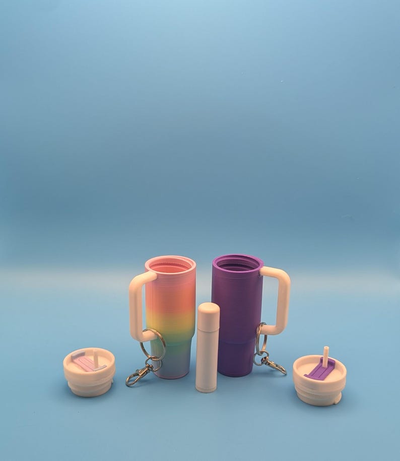 Mini Stanley Inspired Tumbler Keychain: Chapstick Holder & Secret Stash ...