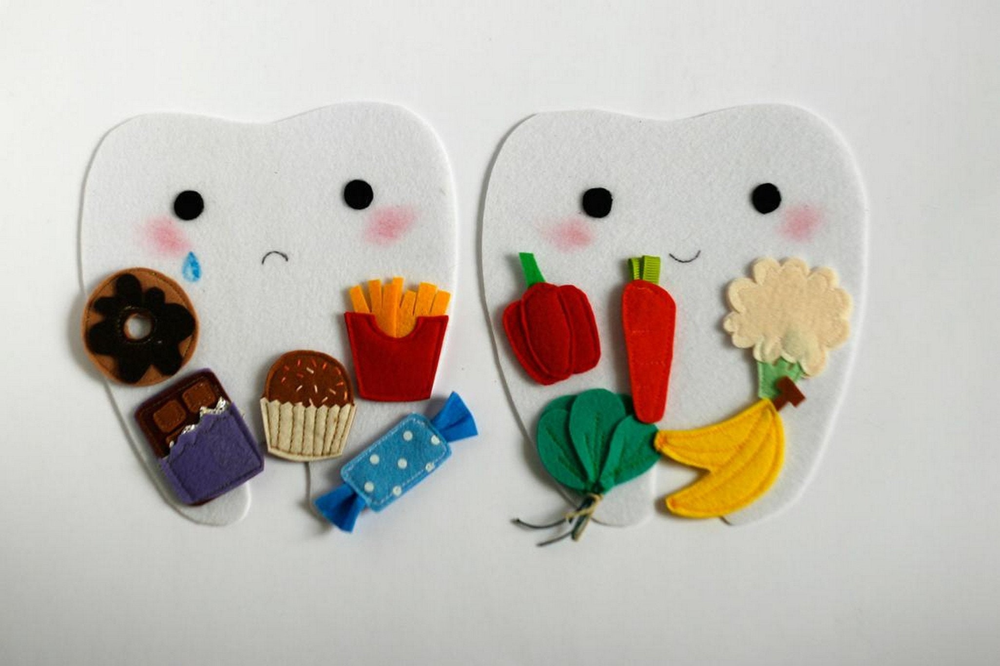 Lovely Happy Tooth and Sad Tooth Handmade Felted Activity Good and Bad ...