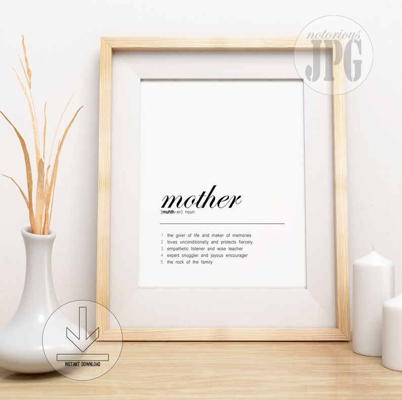 Mother Definition, DIGITAL PRINT, Wall Art, Mother's Day Gift, Instant ...