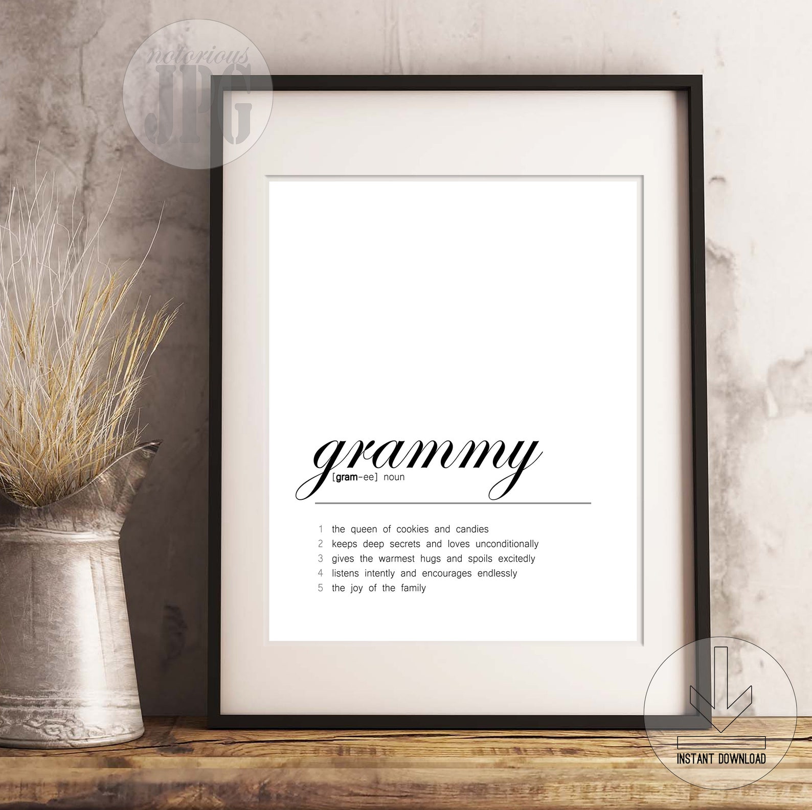 Grammy Definition, DIGITAL PRINT, Wall Art, Grandma, Instant Download ...