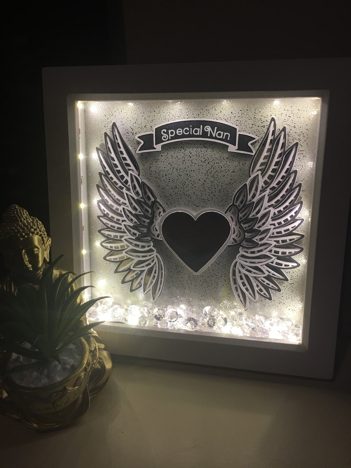 Remembrance angel wings 3D layered light up shadow box | Etsy
