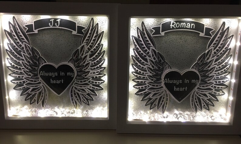 Remembrance Angel Wings 3D Layered Light up Shadow Box | Etsy