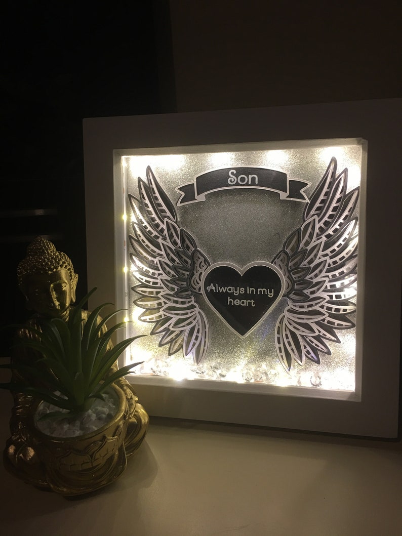 Remembrance Angel Wings 3D Layered Light up Shadow Box | Etsy