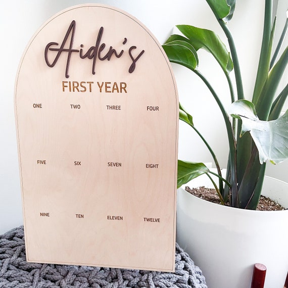 First Birthday Board Baby's One Year Twelve Months - Etsy
