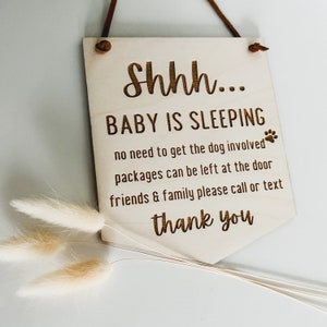 Shhh Baby Sleeping Sign | Don’t Wake the Baby | Dog Custom Wood Sign ...
