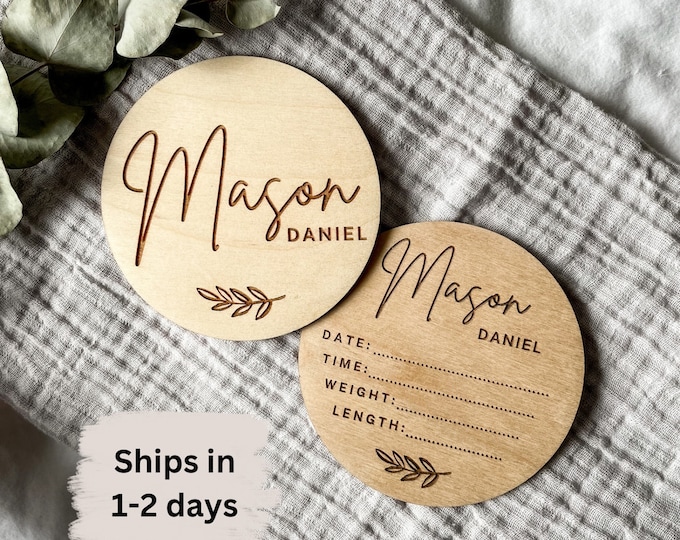 Newborn Birth Disc | Birth Announcement Name Sign | Birth Stats Baby ...