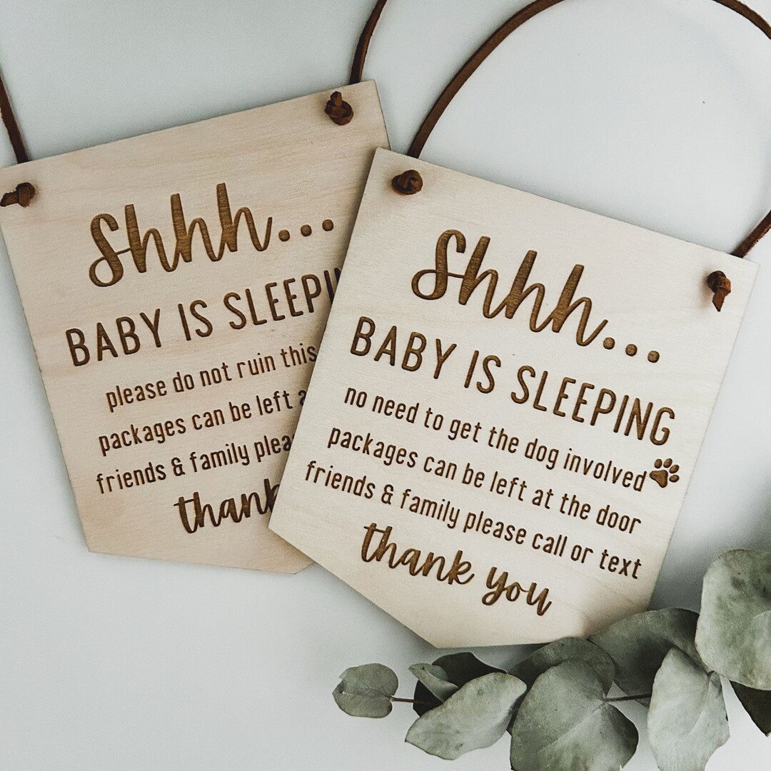 Shhh Baby Sleeping Sign | Don’t Wake the Baby | Dog Custom Wood Sign | Baby Gift | Baby Napping ...