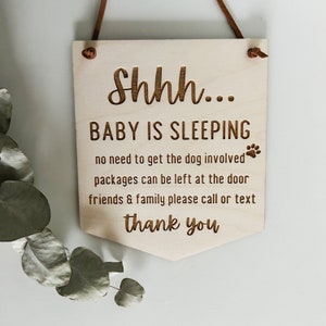 Shhh Baby Sleeping Sign | Don’t Wake the Baby | Dog Custom Wood Sign ...