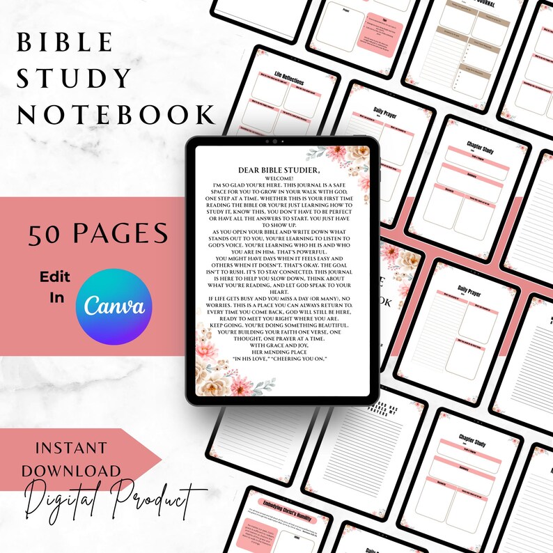 Printable Digital Bible Study Notebook Journal With PLR MRR Rights ...