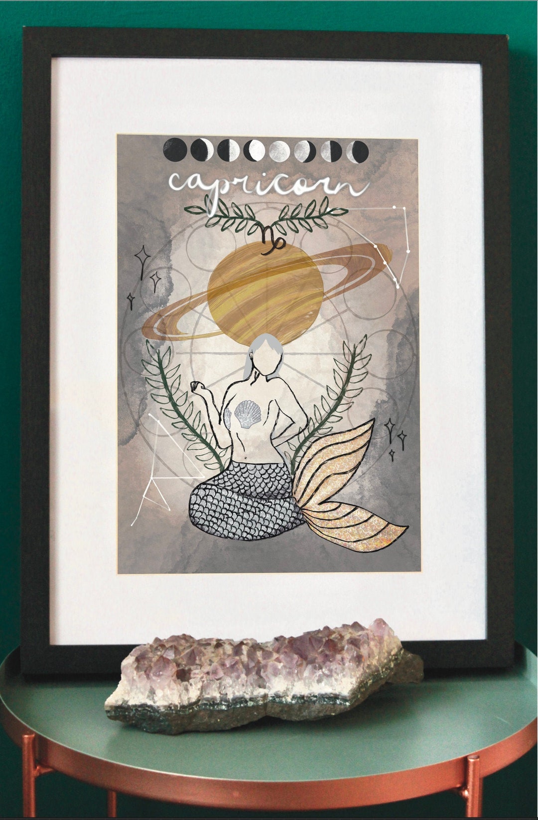 Capricorn Print Zodiac Poster Astrology Art Abstract Wall Art Birthday ...