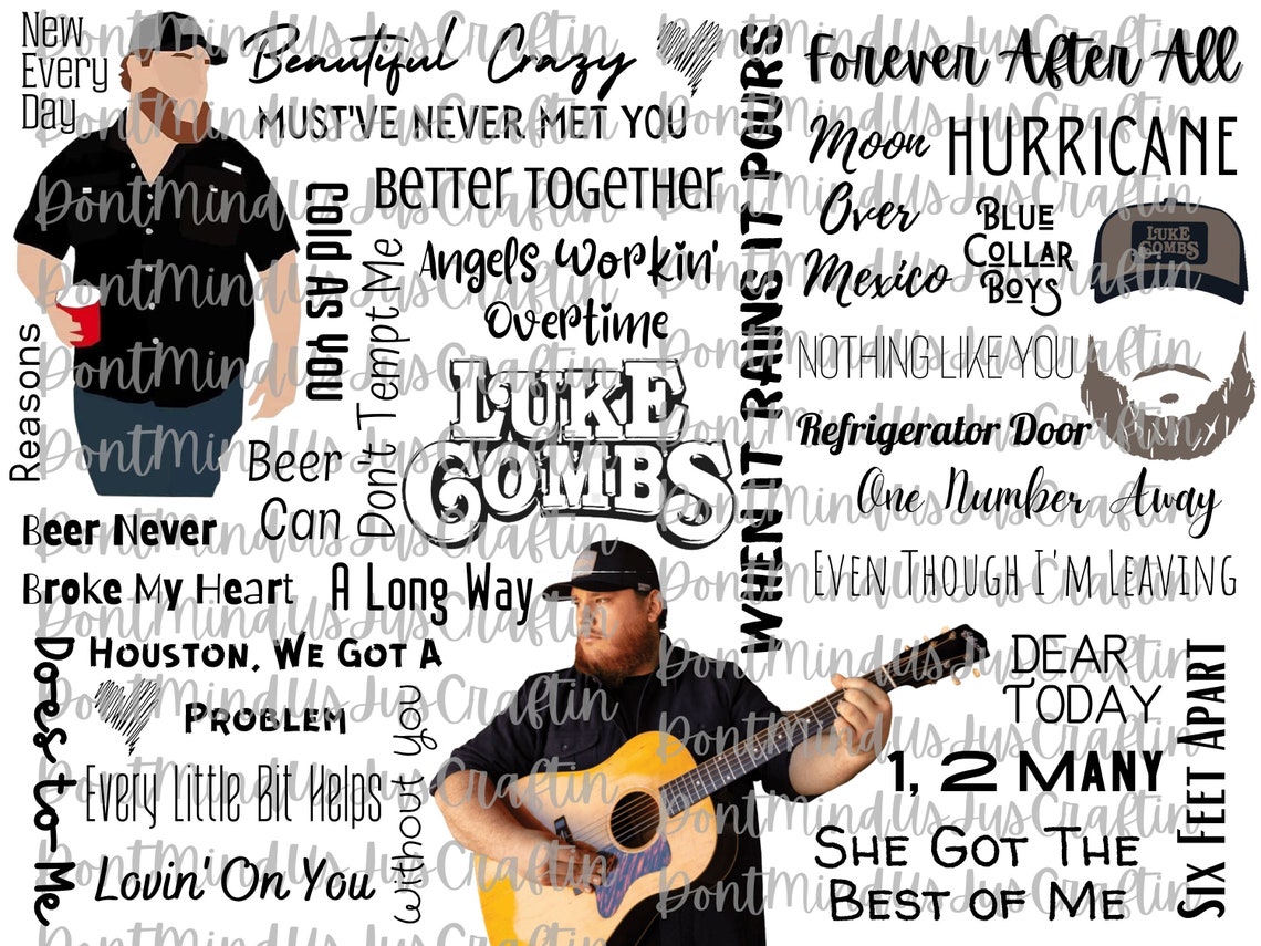 Luke Combs Fan Sheet Collage PNG Sublimation Digital File | Etsy