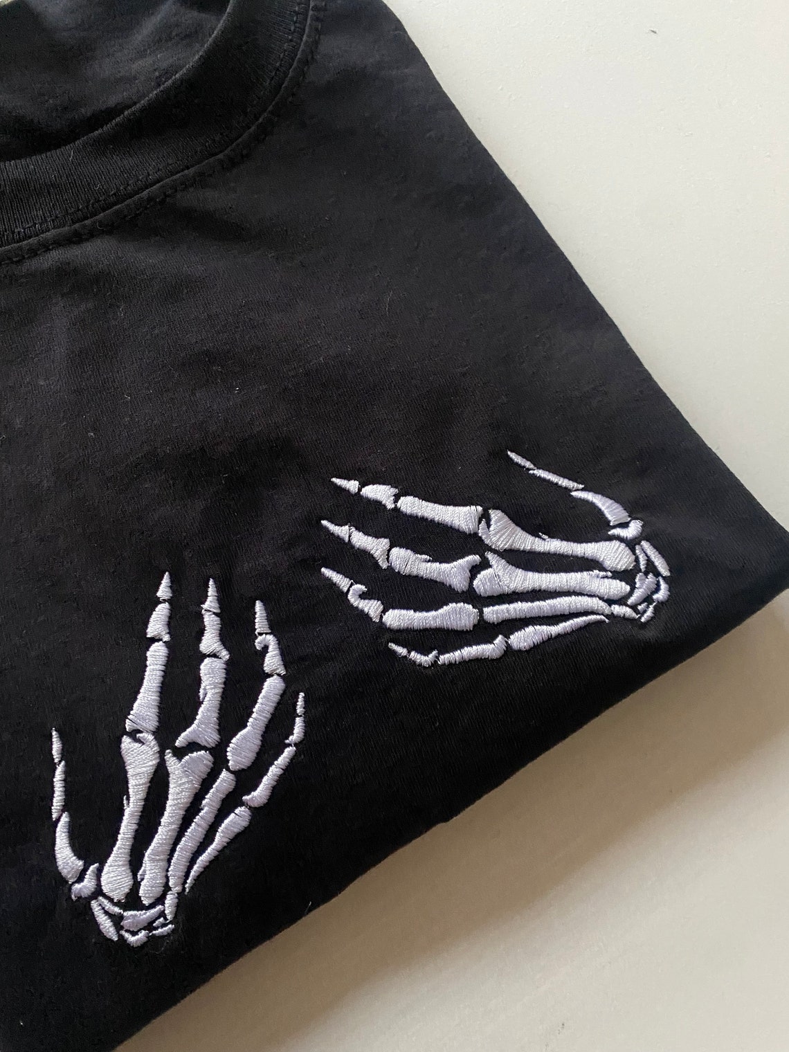 Embroidered Skeleton Hands T-shirt: Halloween Unisex Tee - Etsy