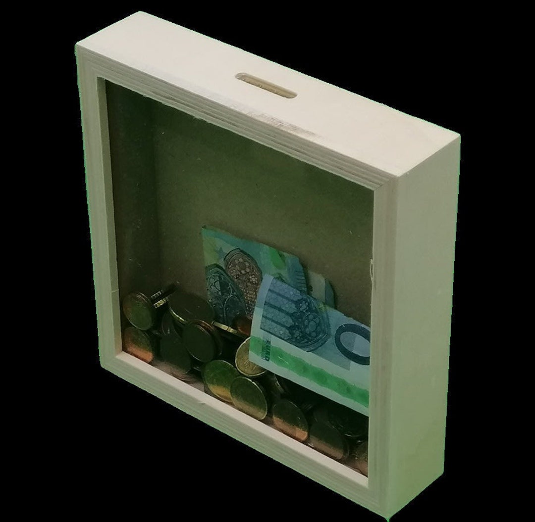 Piggy Bank With Transparent Lid. in Natural Poplar Wood It - Etsy