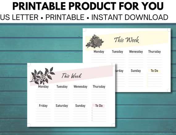 Printable Weekly Planner - Etsy