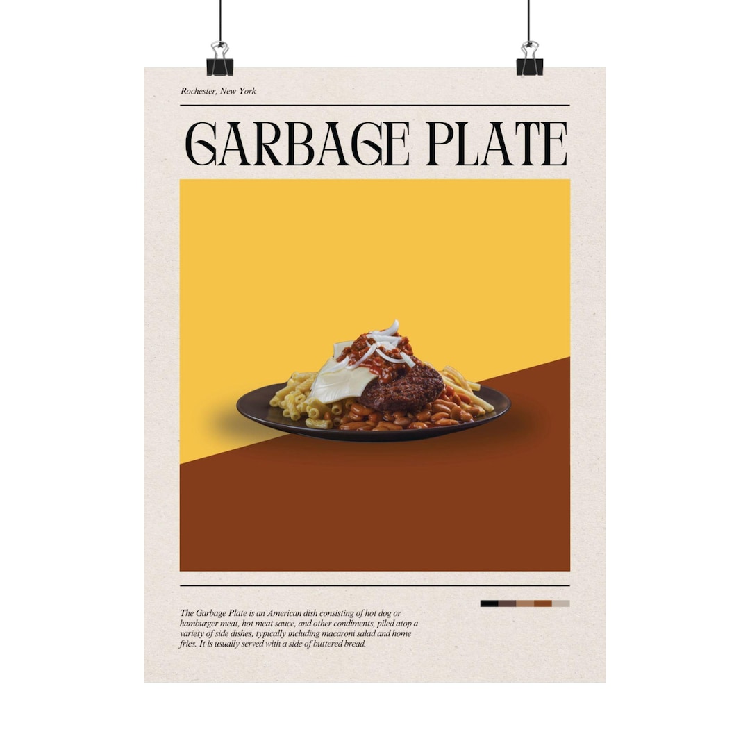 Rochester NY Garbage Plate Poster, Retro Wall Decor, Photography Lover ...