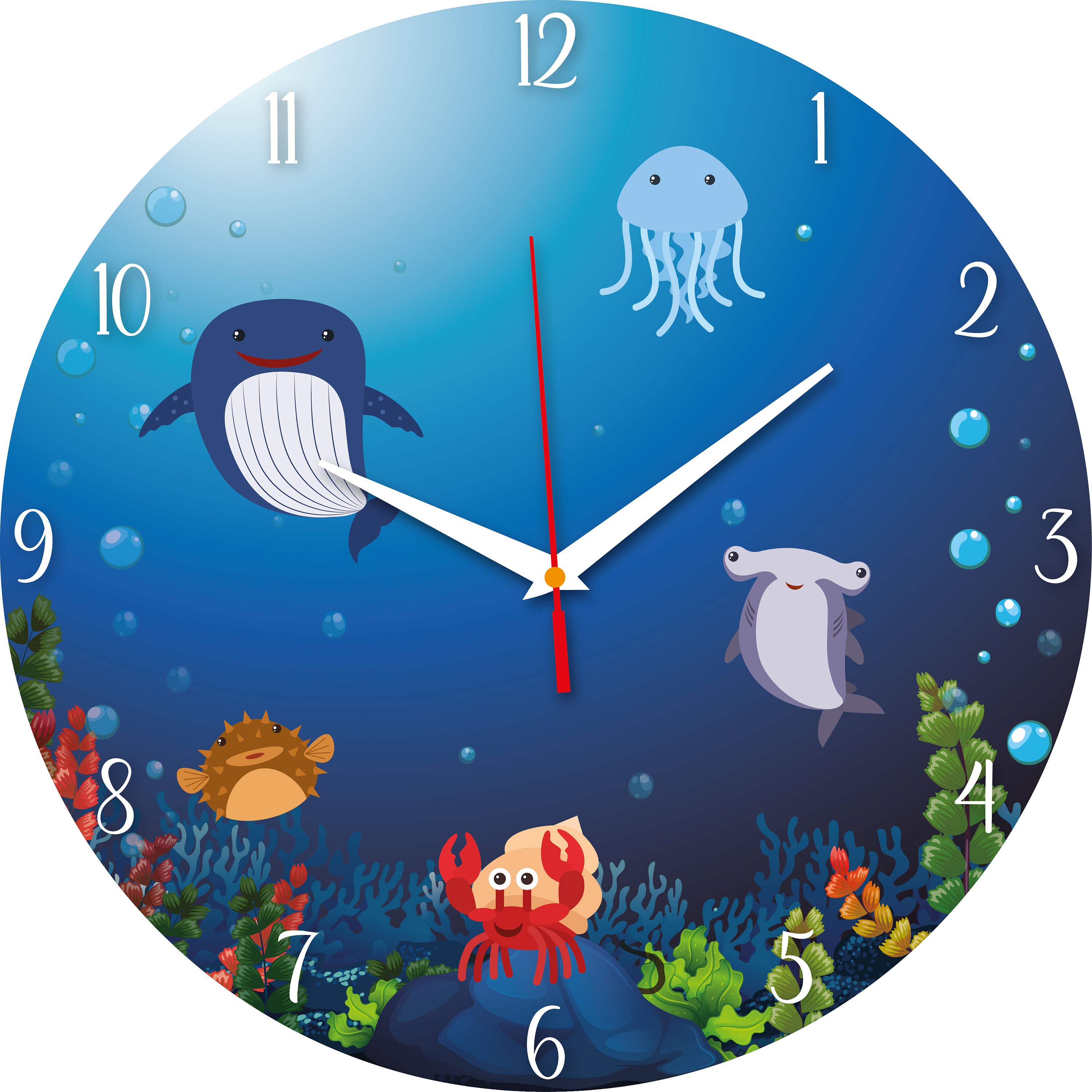 Kids Vinyl Wall Clock Ocean theme Children Room Decor Art | Etsy