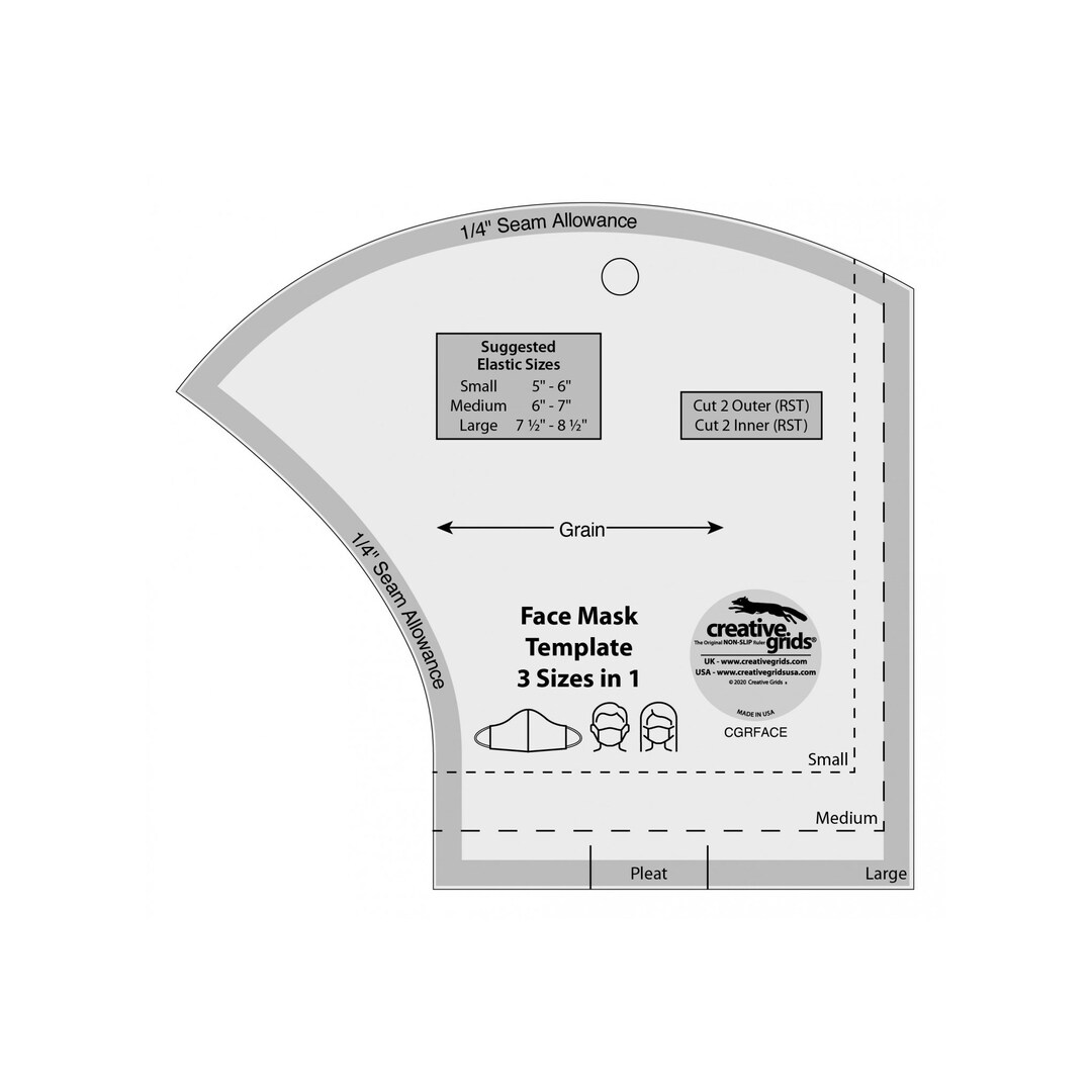 Creative Grids Face Mask Sewing Template Pattern 3 Sizes in 1 CGRFACE ...