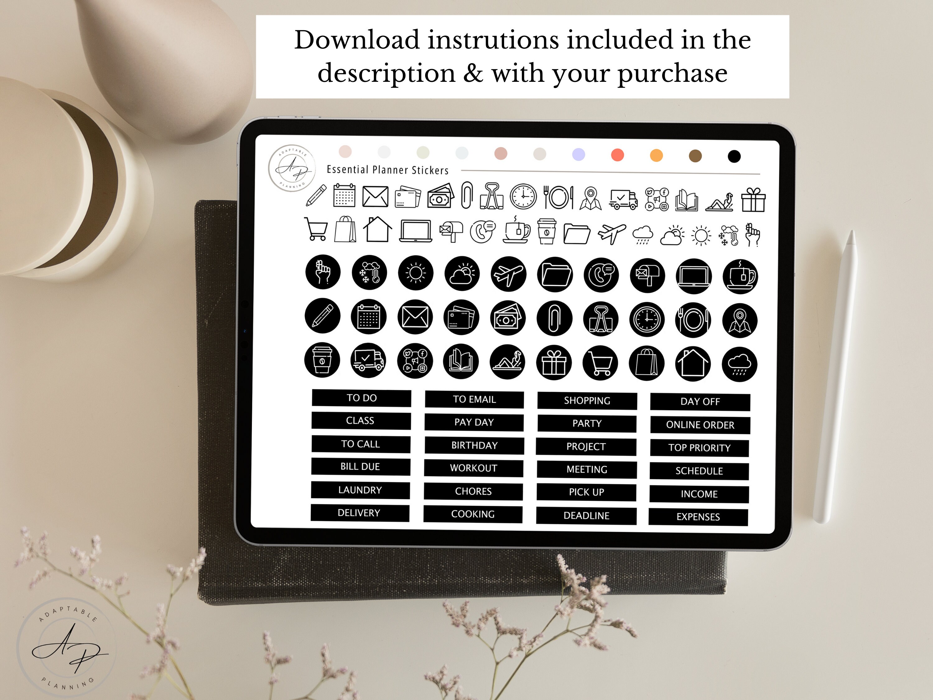 Planning Icons & Labels Digital Stickers Individual Pngs - Etsy