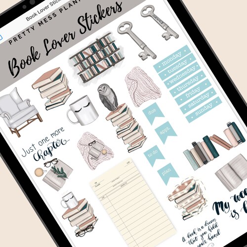 Bookish Stickers Reading Stickers for Goodnotes Bookworm - Etsy