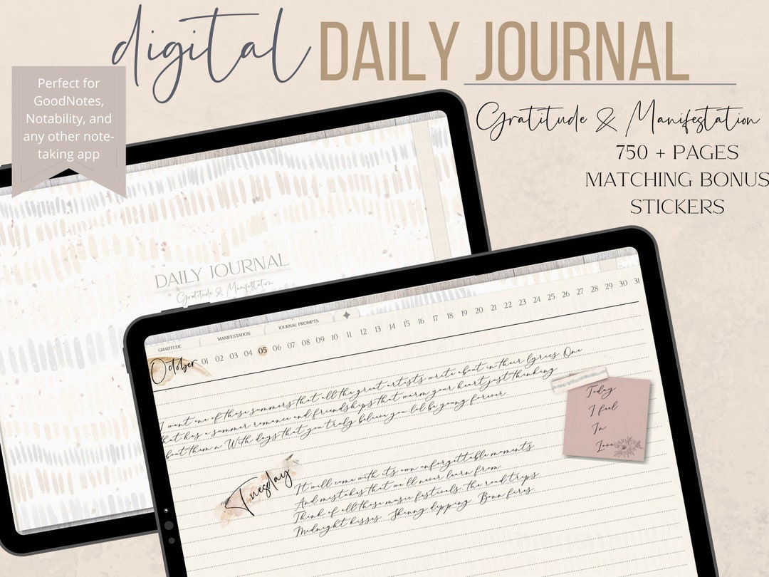 Digital Daily Journal, 365 Pages, Digital Journal for Ipad, Goodnotes ...