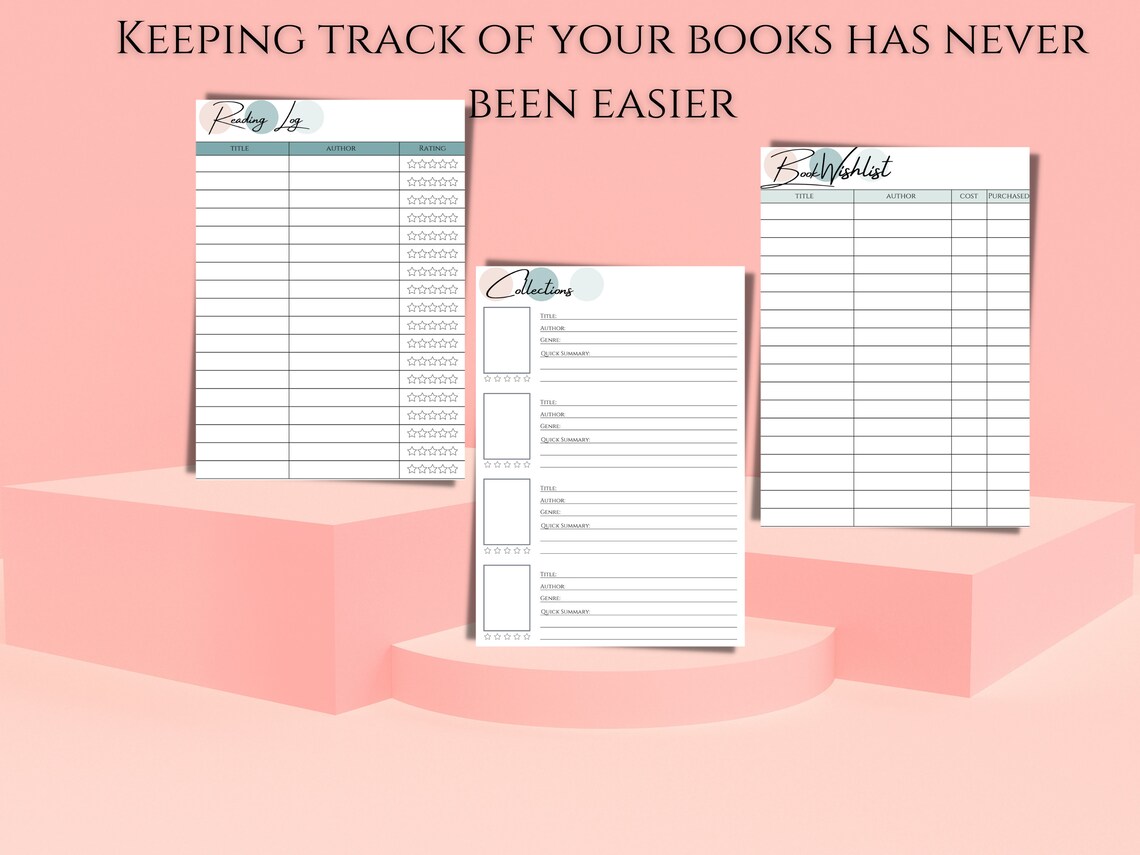 Printable Reading Journal Reading Log Bookshelf Reading | Etsy