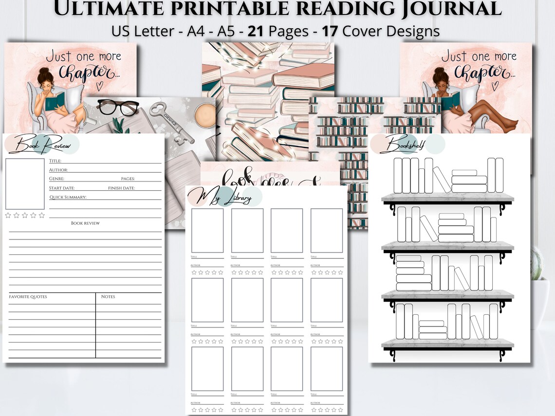Printable Reading Journal Reading Log Bookshelf Reading | Etsy