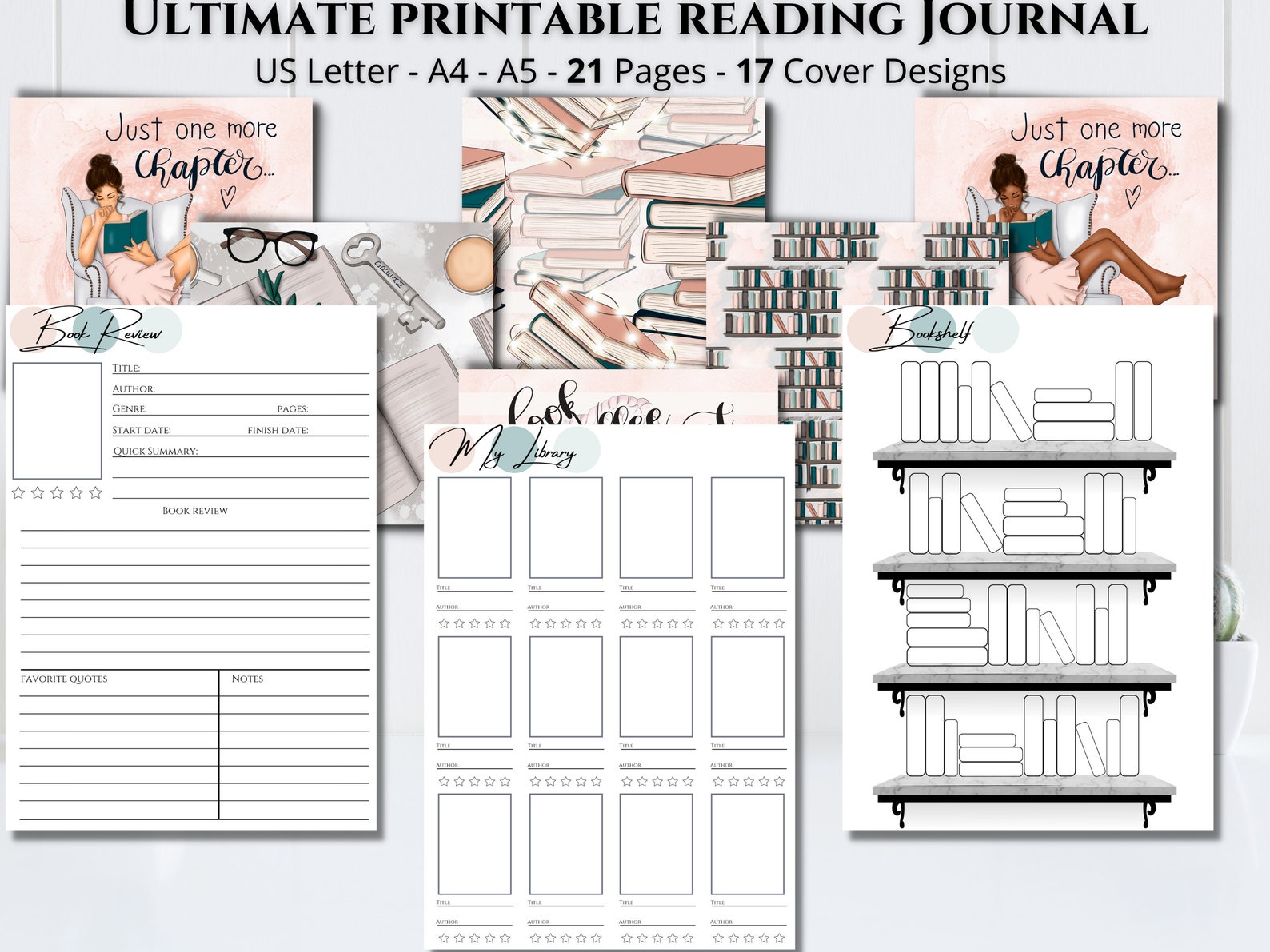 Printable Reading Journal Reading Log Bookshelf Reading | Etsy