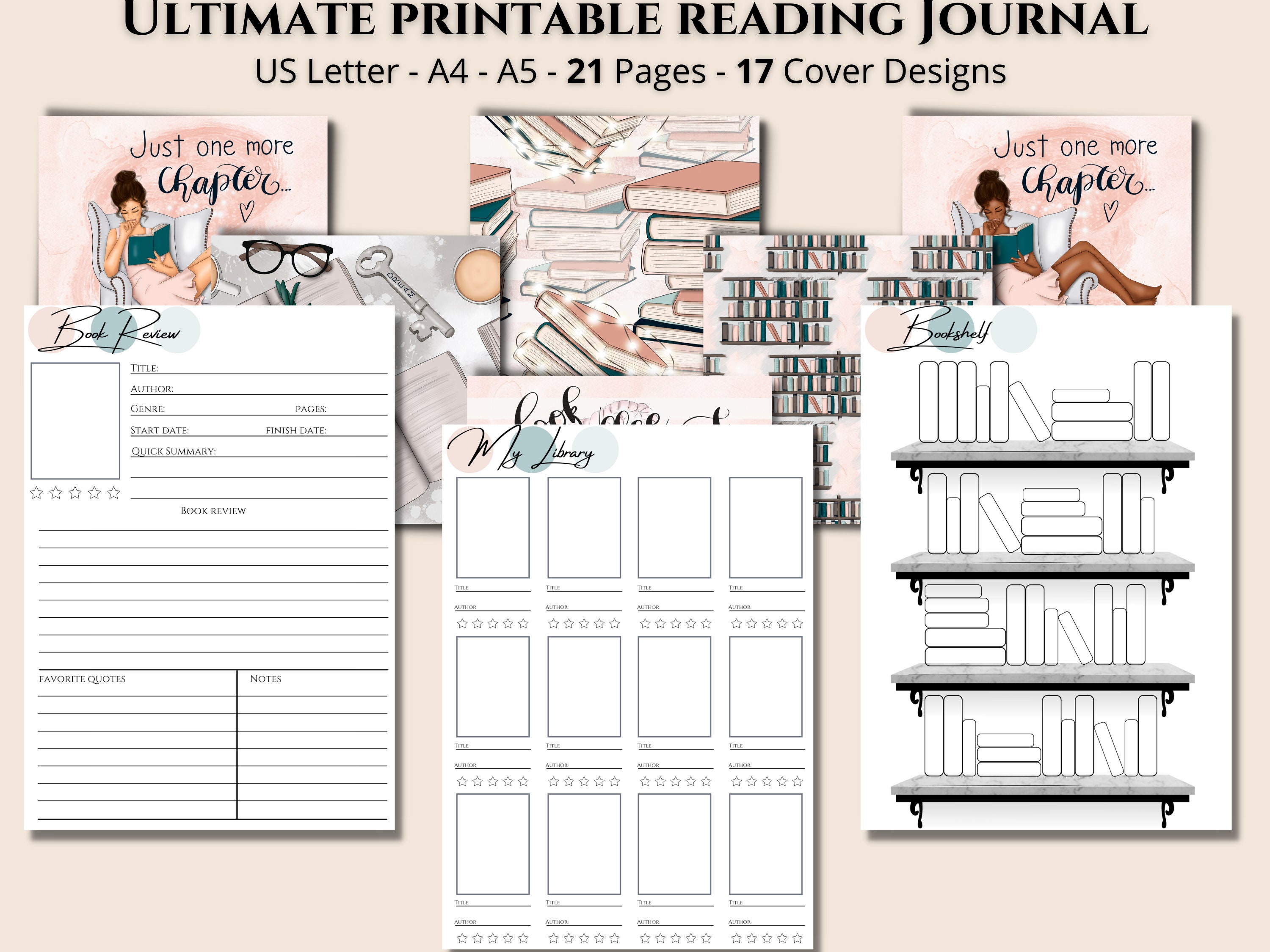 Printable Reading Journal Reading Log Bookshelf Reading - Etsy UK