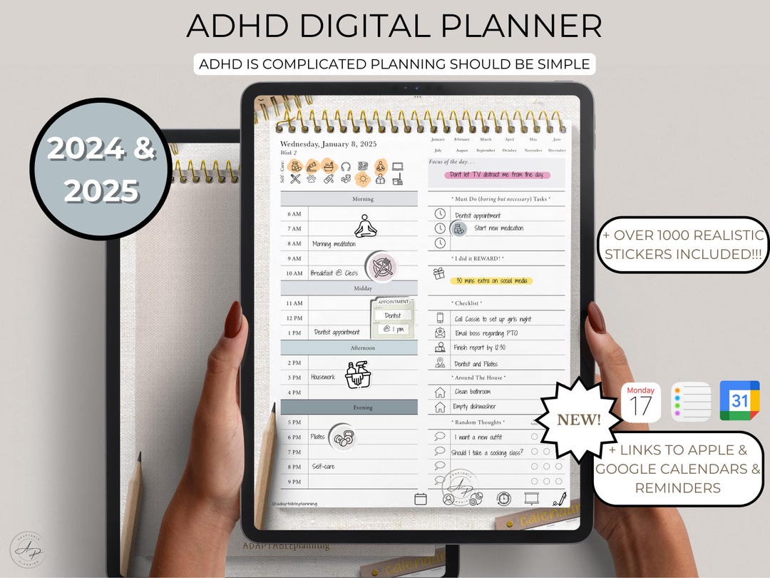 2024 & 2025 ADHD Planner, ADHD Daily Planner, Adhd Goodnotes Planner ...