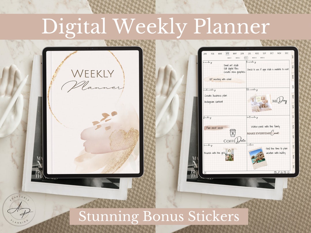 Undated Digital Planner Minimalist, Monthly&weekly Planner, iPad Weekly ...