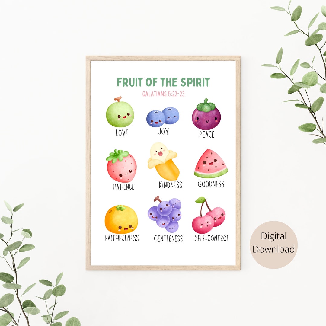 Fruit of the Spirit Poster for Kids, Printable Wall Art, Instant ...