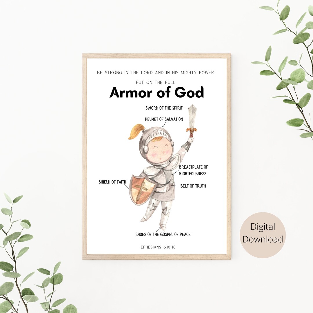Armor of God Wall Art Print for Kids, Instant Download, Ephesians 6:10 ...