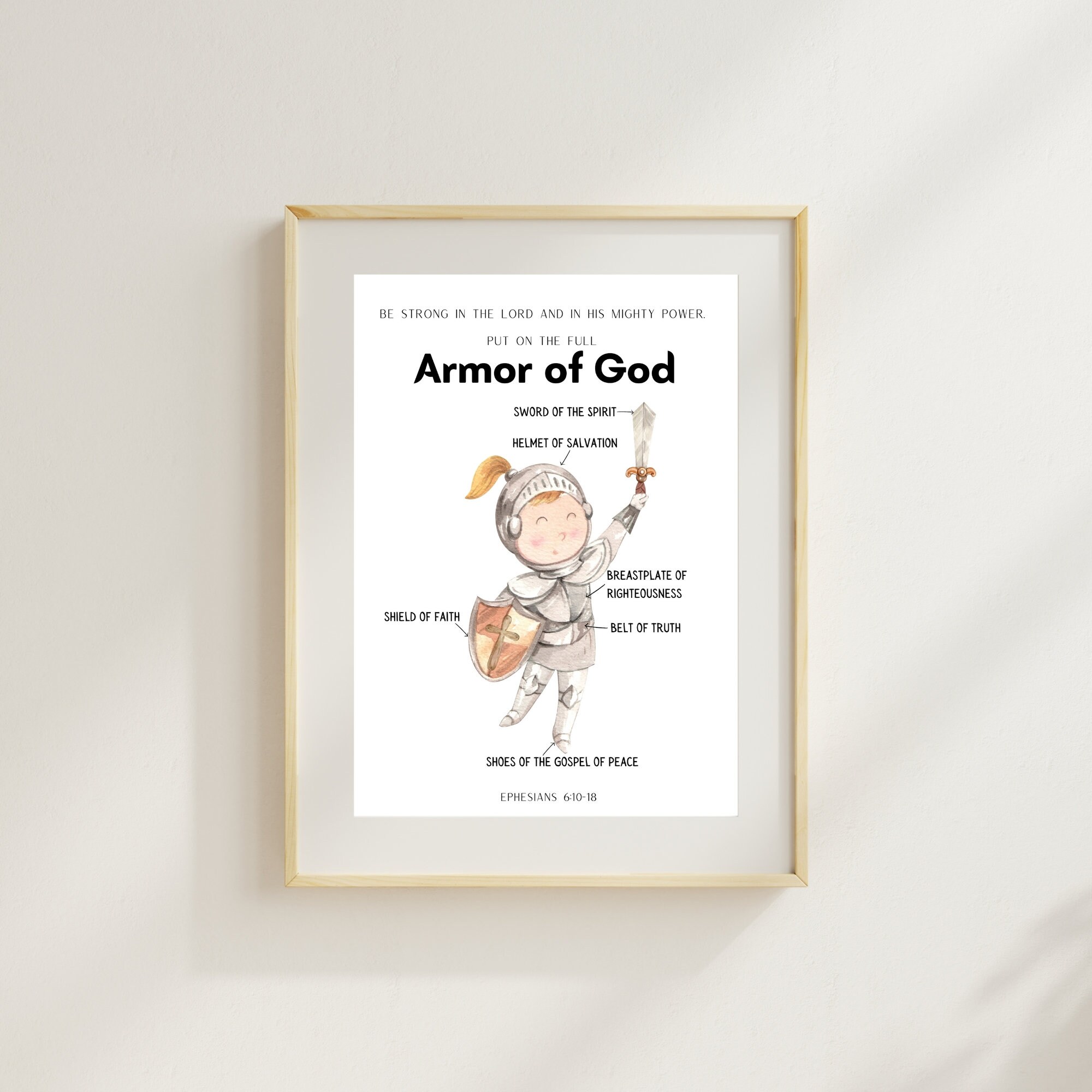 Armor of God Wall Art Print for Kids, Instant Download, Ephesians 6:10 ...
