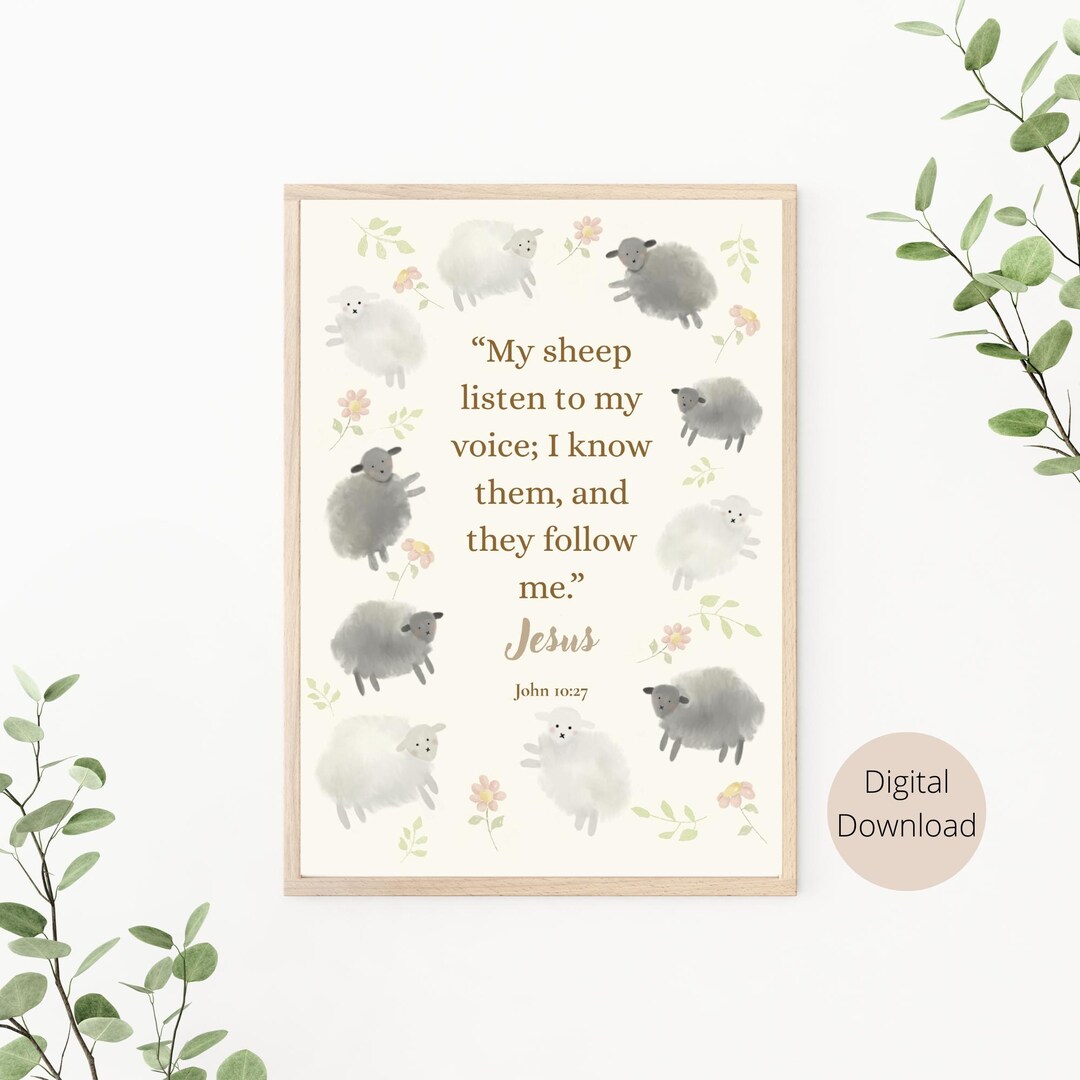My Sheep Listen to My Voice Children's Wall Art Print, Instant Download ...