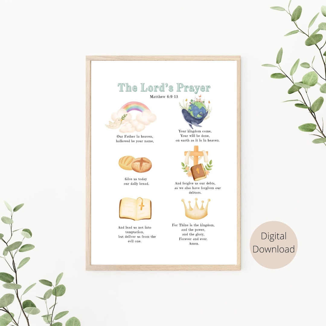The Lord's Prayer Kids Poster, Wall Art, Instant Download, Sunday ...