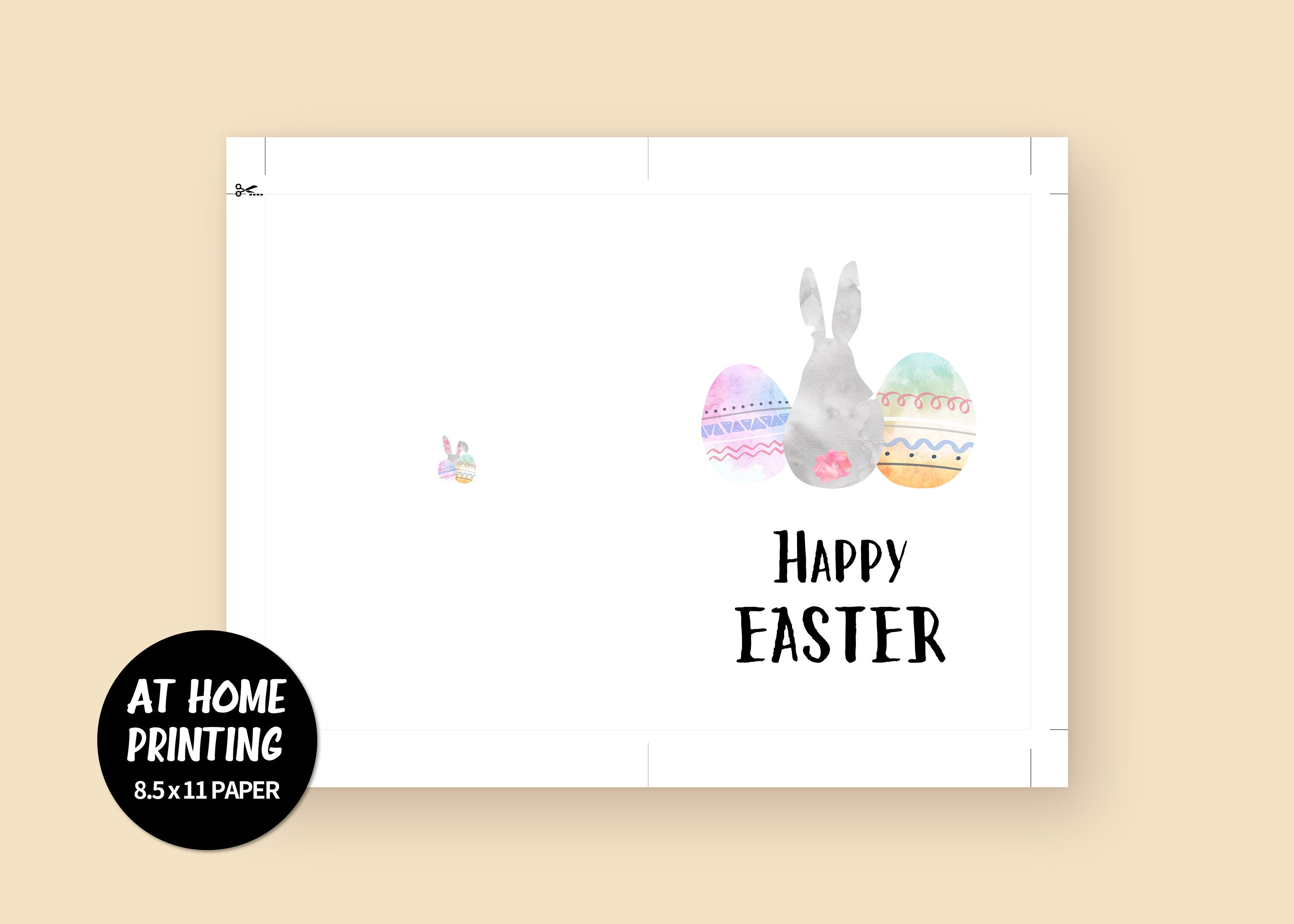 Printable Easter Day Card | Happy Easter Card | Easter Bunny Card ...