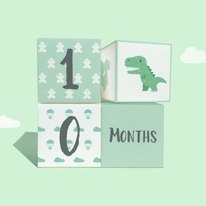 Printable Green Baby Milestone Cube for Photos Baby | DIY 3d Milestone ...