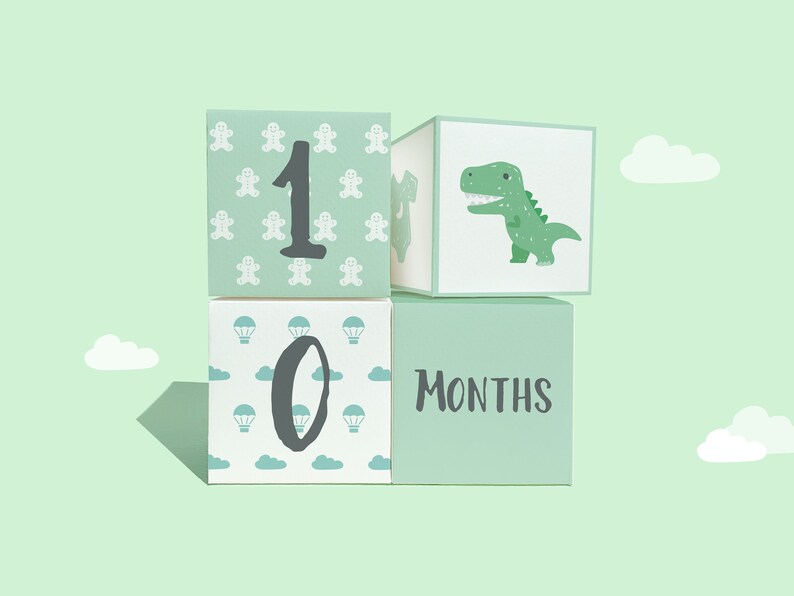 Printable Green Baby Milestone Cube for Photos Baby | DIY 3d Milestone ...