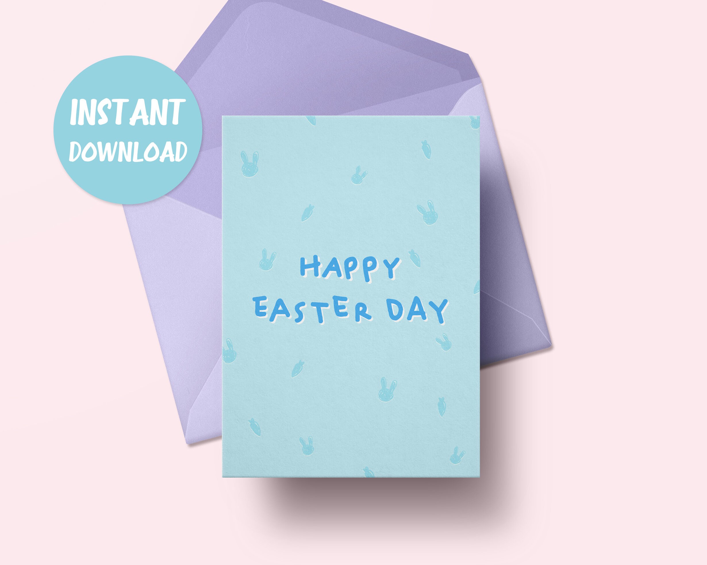 Printable Easter Day Card | Happy Easter Card | Easter Bunny Card ...