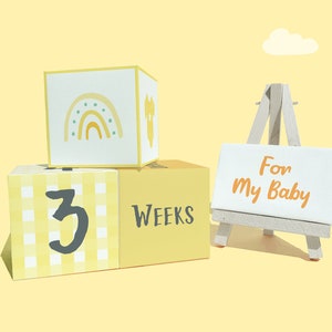 Printable Yellow Baby Milestone Cube for Photos Baby | DIY 3d Milestone ...