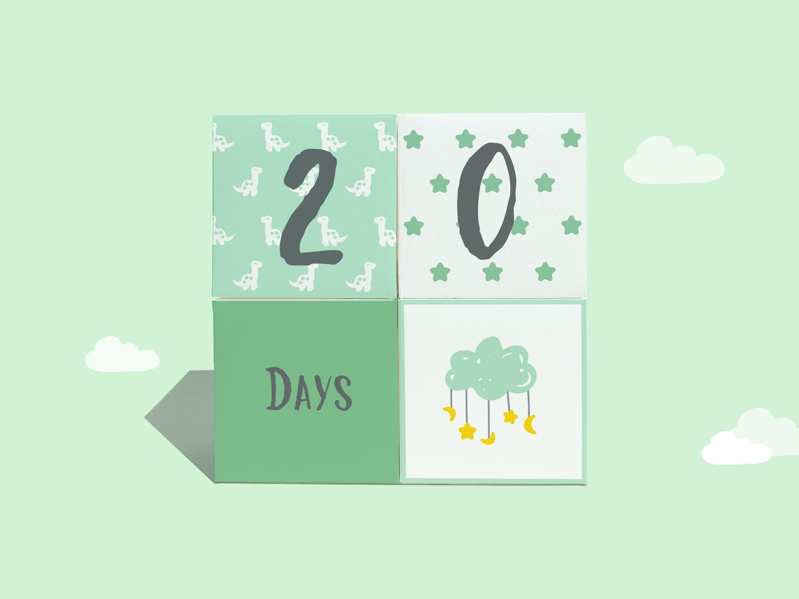 Printable Green Baby Milestone Cube for Photos Baby | DIY 3d Milestone ...