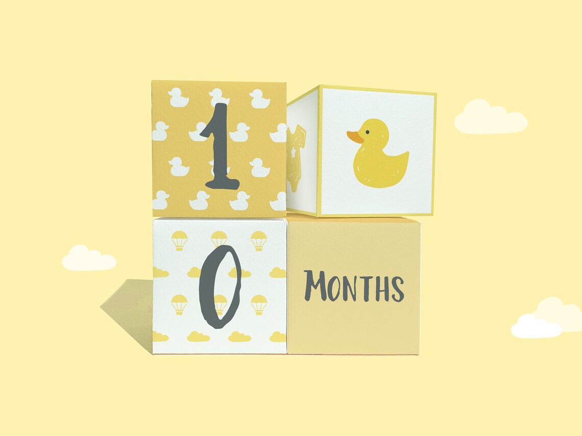 Printable Yellow Baby Milestone Cube for Photos Baby DIY 3d Milestone ...