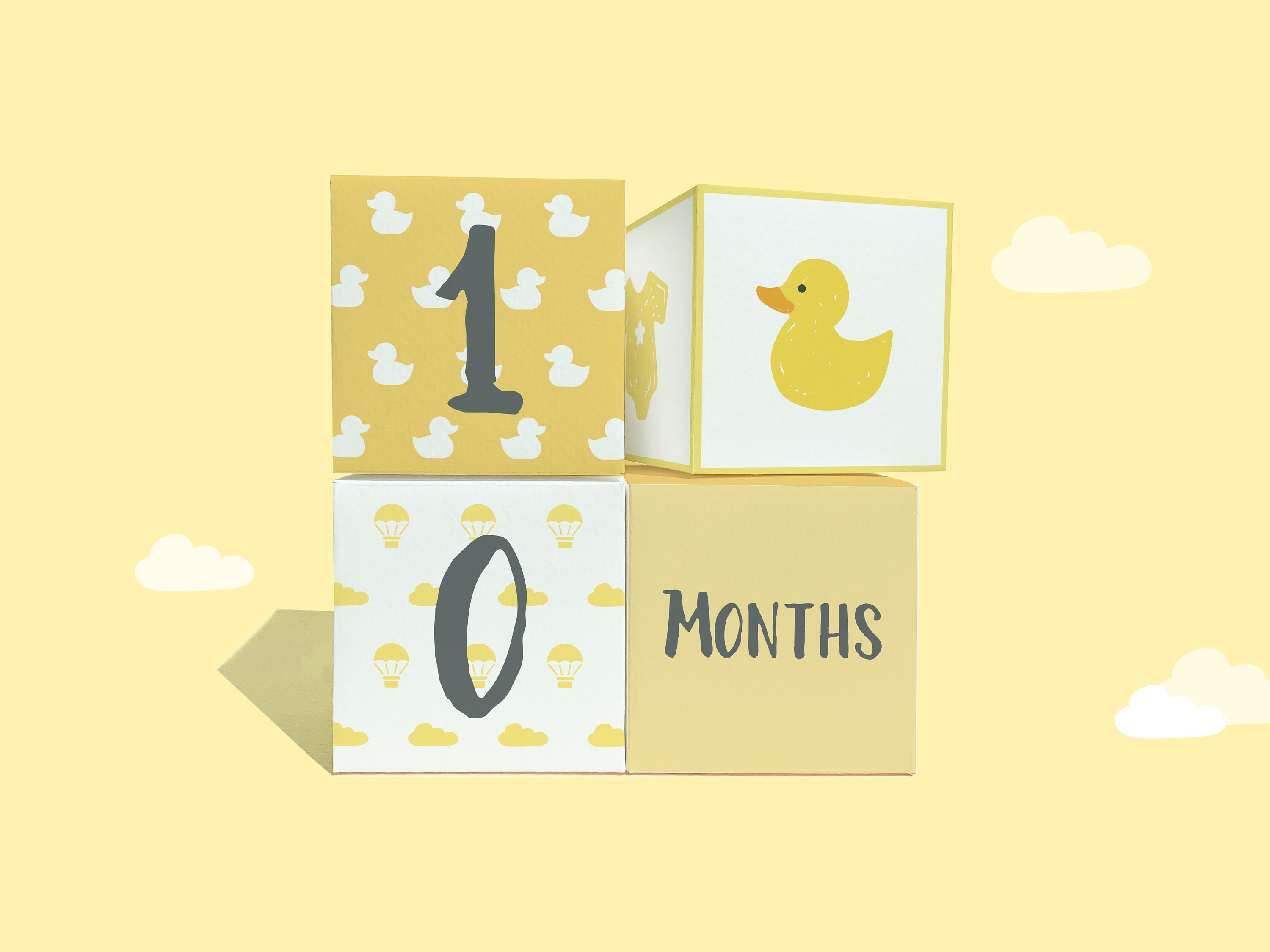 Printable Yellow Baby Milestone Cube for Photos Baby DIY 3d Milestone ...