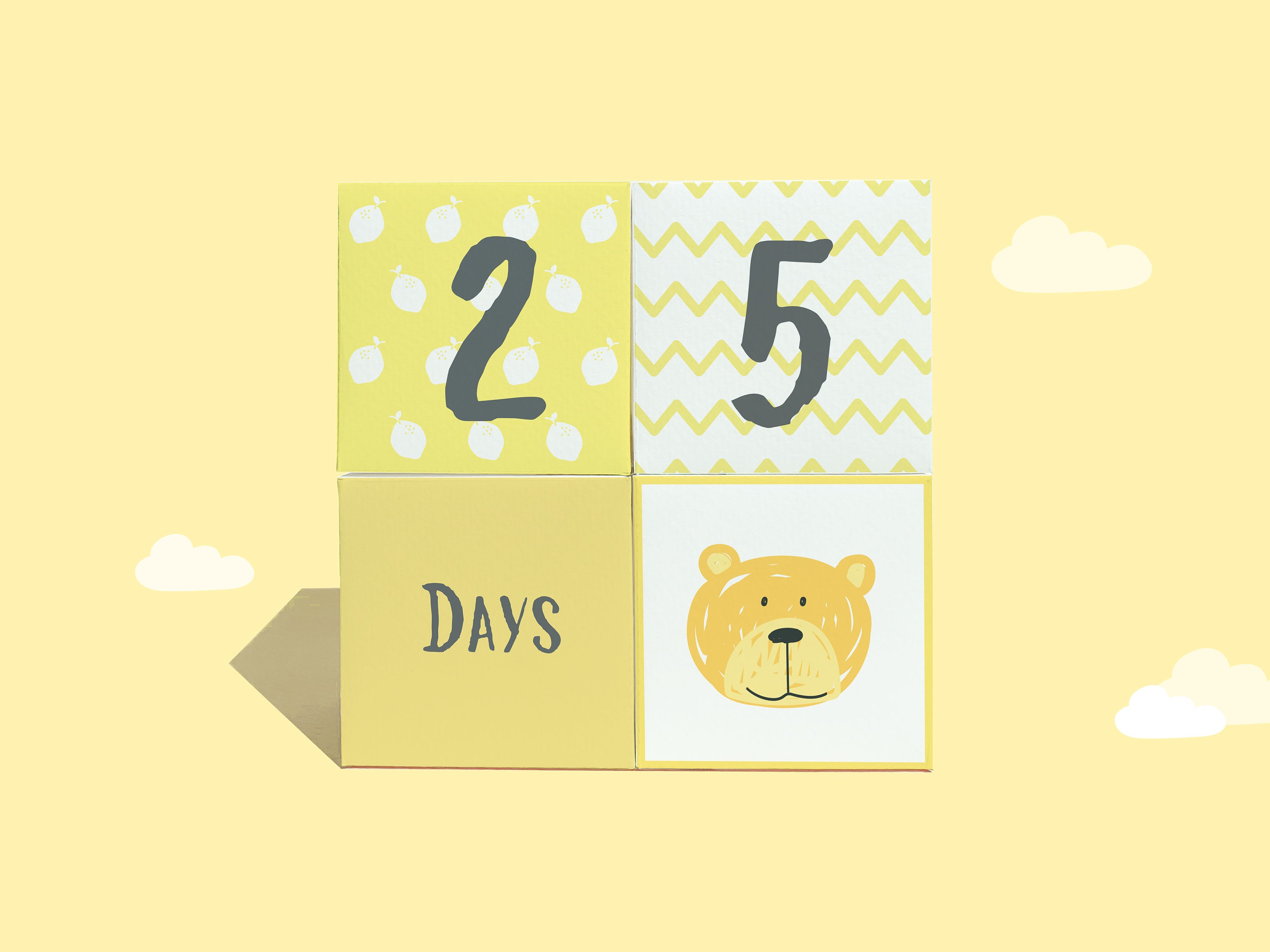 Printable Yellow Baby Milestone Cube for Photos Baby DIY 3d Milestone ...