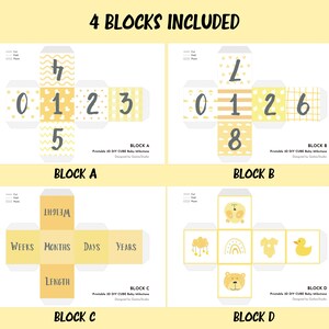 Printable Yellow Baby Milestone Cube for Photos Baby | DIY 3d Milestone ...