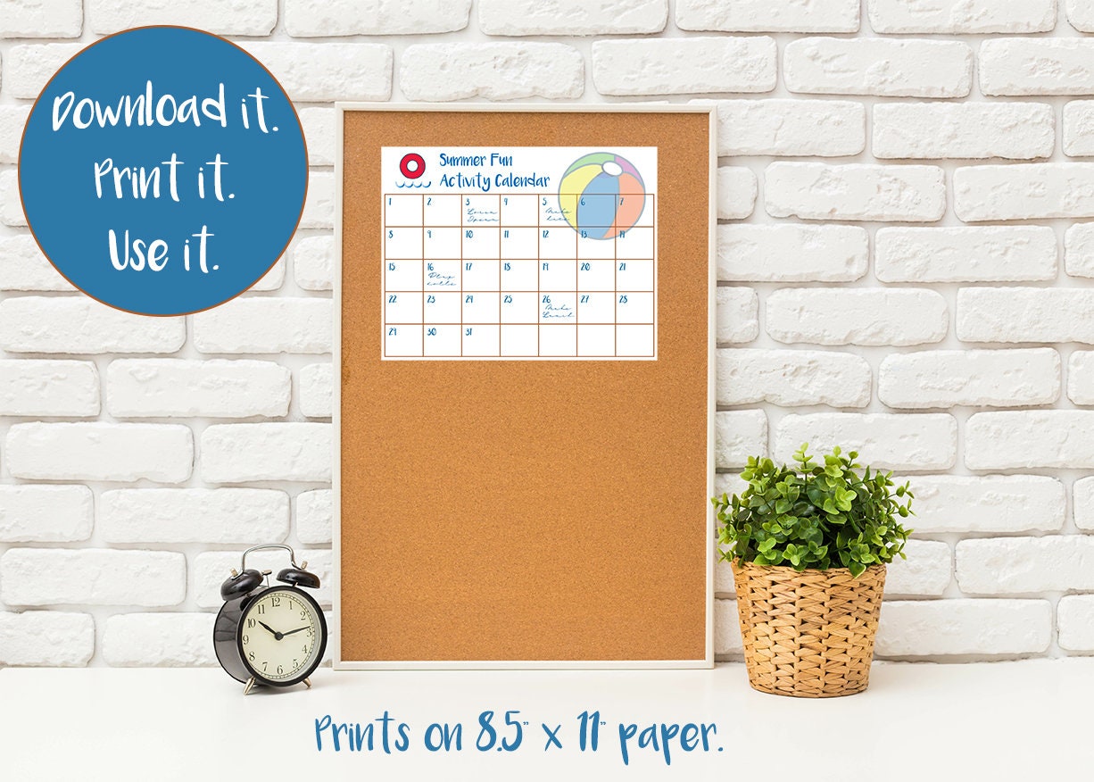 Summer Activities Printable Calendars With Ideas List - Etsy